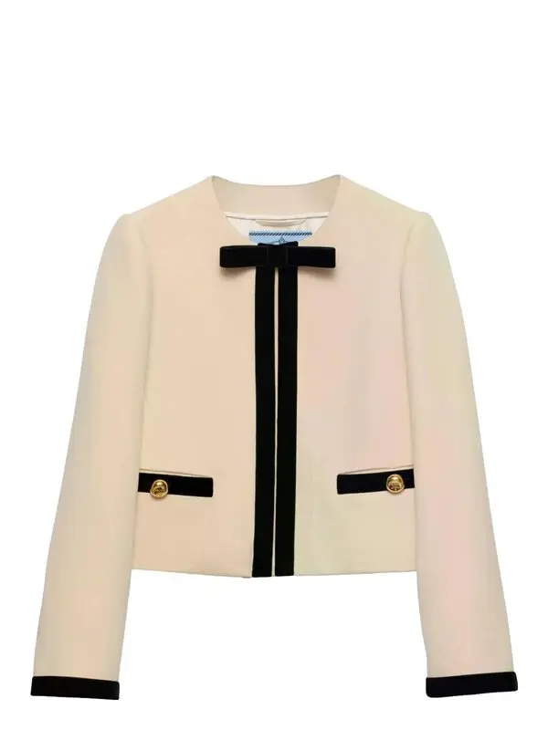Prada Single-breasted Cropped Jacket - Neutrals