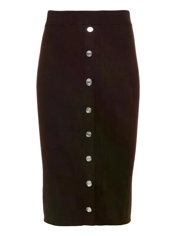 Pinko Ribbed-knit Midi Skirt - Brown