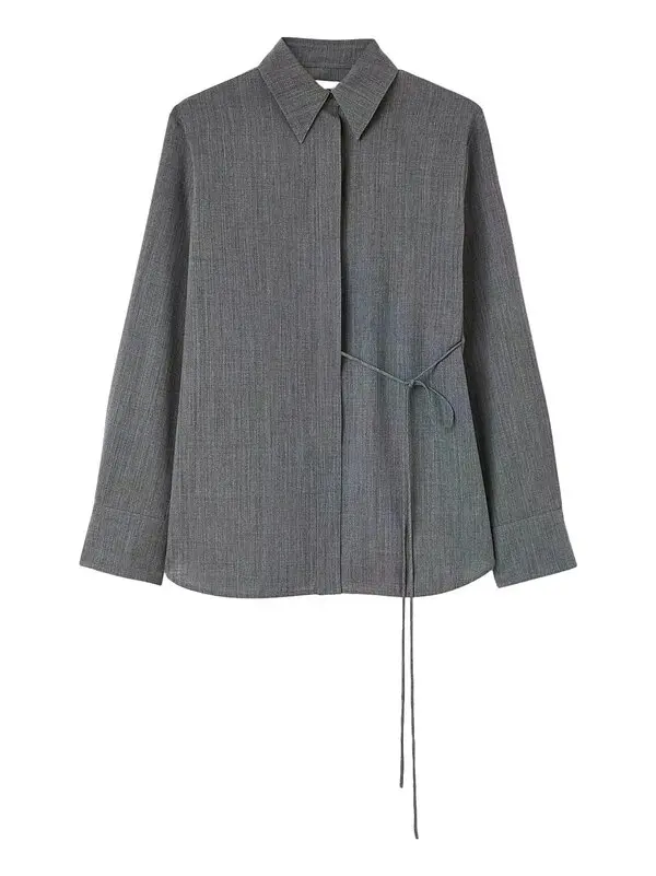 JIL SANDER Wrap Wool Shirt - Grey