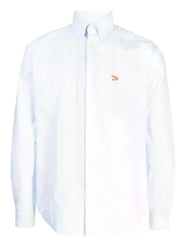 Maison Kitsuné Embroidered-fox Cotton Shirt - Blue