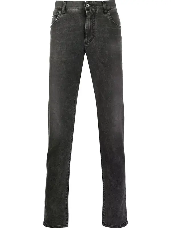 Dolce & Gabbana Logo-appliqué Slim-cut Jeans - Grey