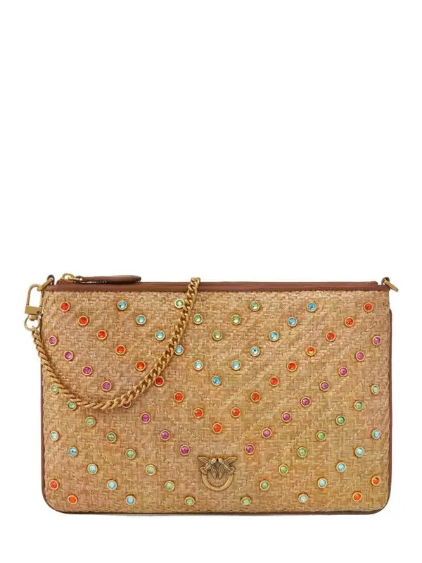 Pinko Rhinestone-embellished Clutch Bag - Neutrals