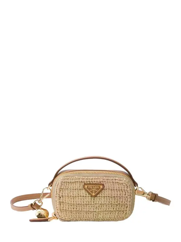 Prada Logo-plaque Crochet Mini Bag - Neutrals