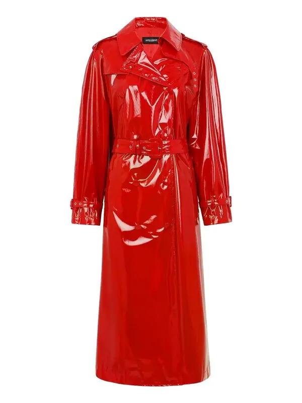 Dolce & Gabbana Storm-flap Patent Trench Coat - Red