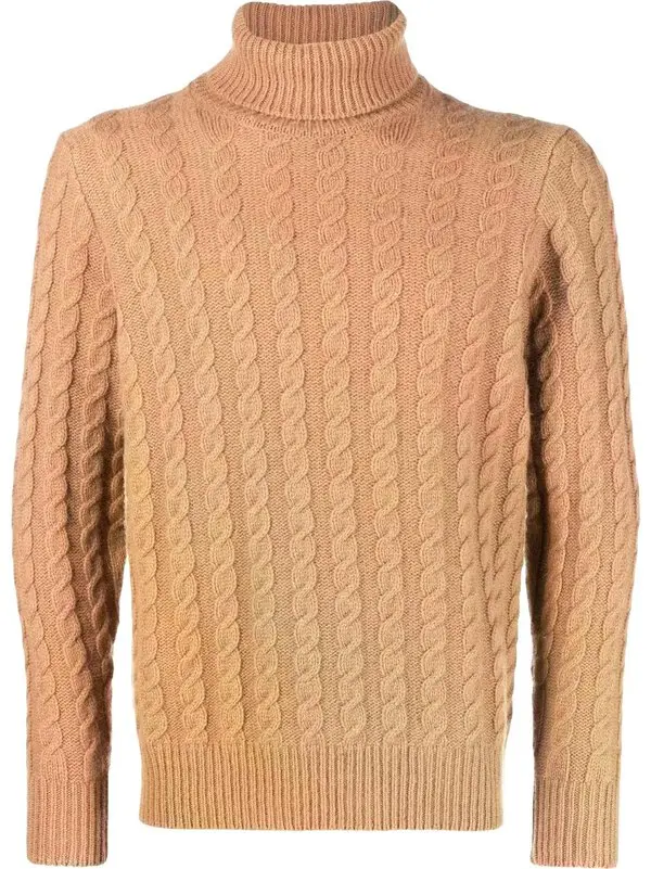 ZANONE Cable-knit Roll-neck Jumper - Brown