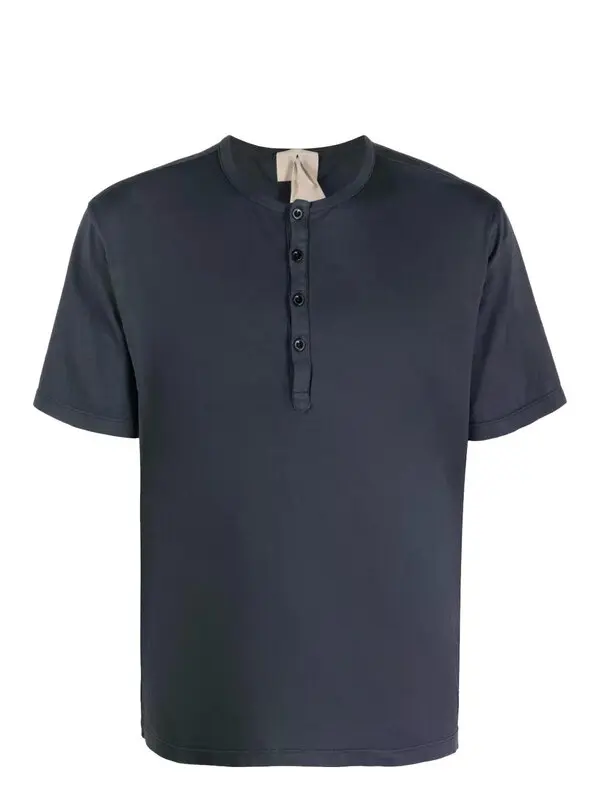 TEN C Cotton Henley T-shirt - Grey