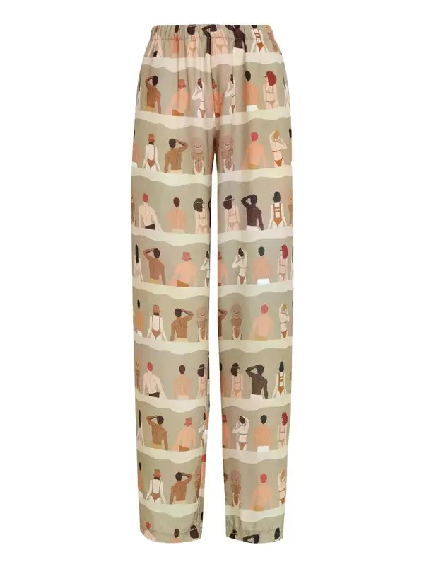 AMIR SLAMA Swimmer-print Straight-leg Trousers - Neutrals