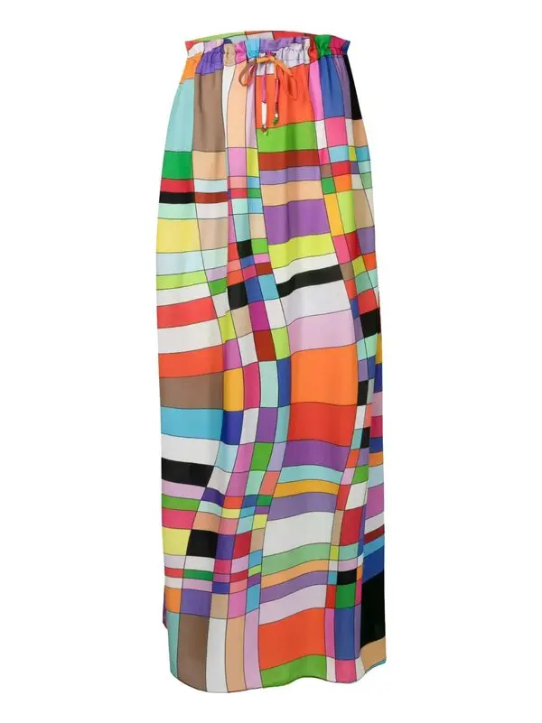 AMIR SLAMA Geometric-print Maxi Skirt - Multicolour
