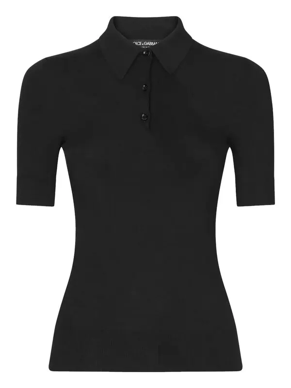 Dolce & Gabbana Fine-knit Polo Shirt - Black