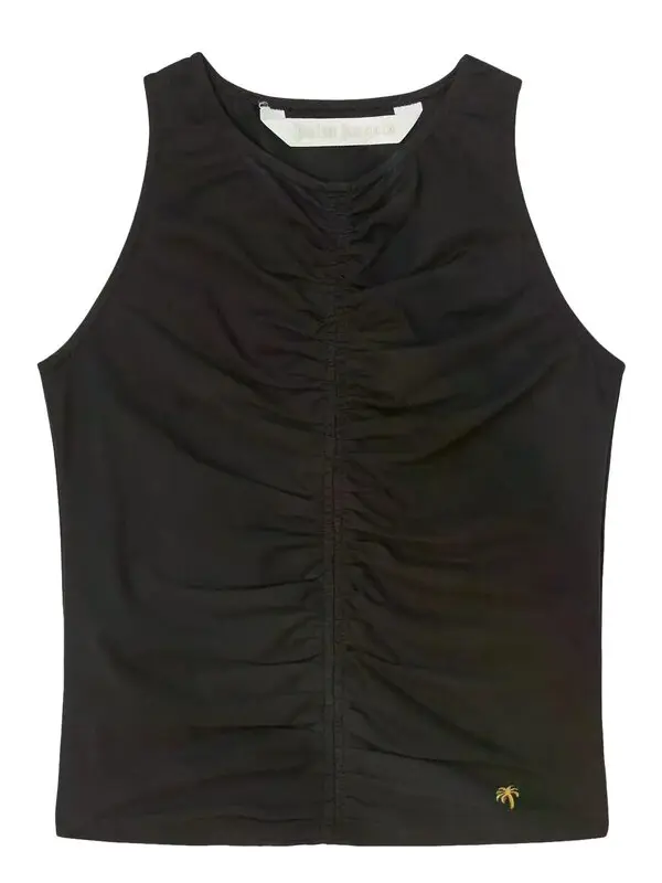 Palm Angels Ruched Stretch-cotton Tank Top - Black