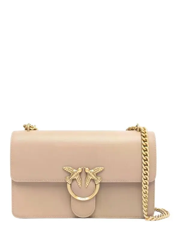 Pinko Classic Love Leather Shoulder Bag - Neutrals