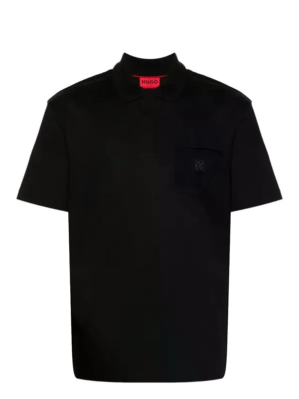 Hugo Appliqué-logo Cotton Polo Shirt - Black