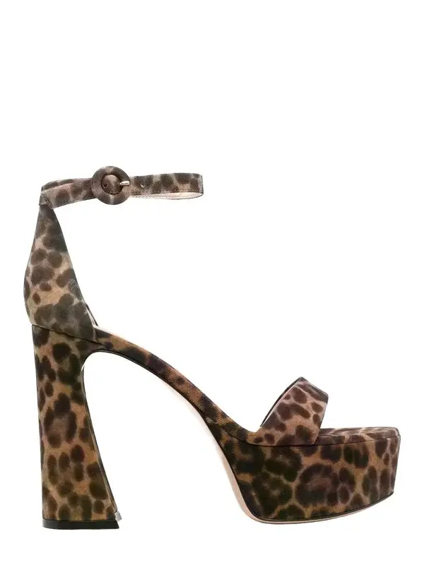 GIANVITO ROSSI Holly 120mm Leopard-print Sandals - Brown