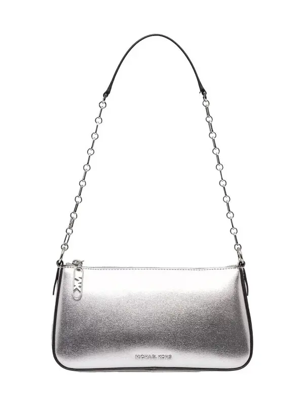 Michael Kors Empire Metallic Leather Shoulder Bag - Silver