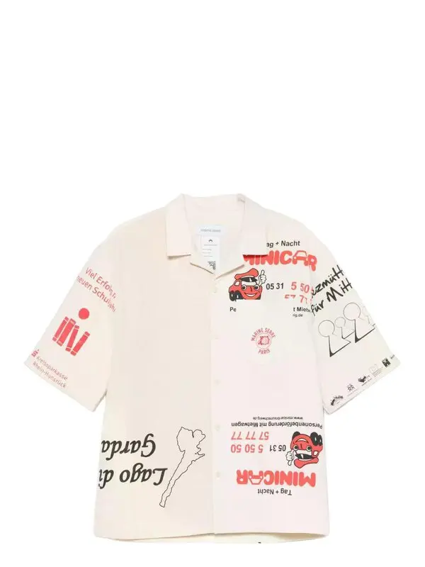 MARINE SERRE Regenerated Tote Bags Bowling Shirt - Neutrals