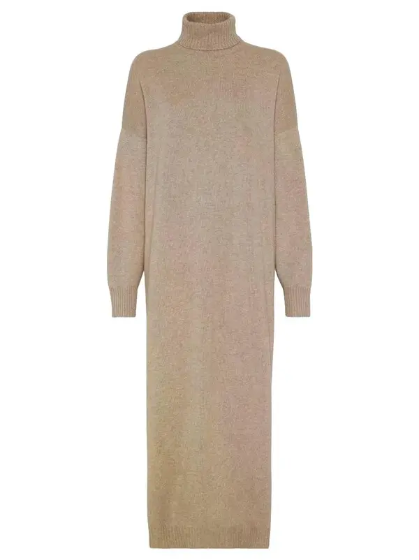 Brunello Cucinelli Cashmere Midi Dress - Brown