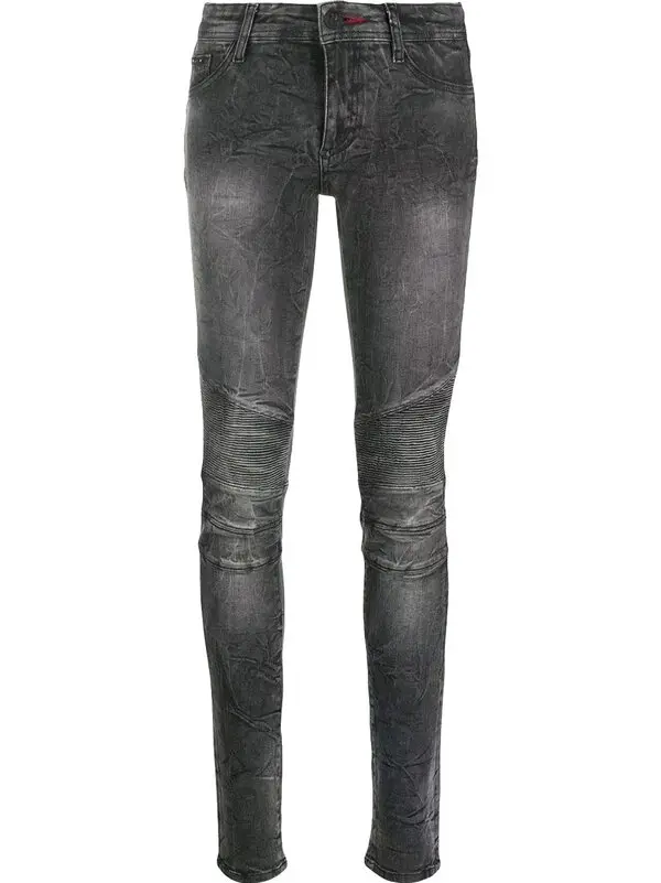 Philipp Plein Acid Wash Skinny Jeggings - Black