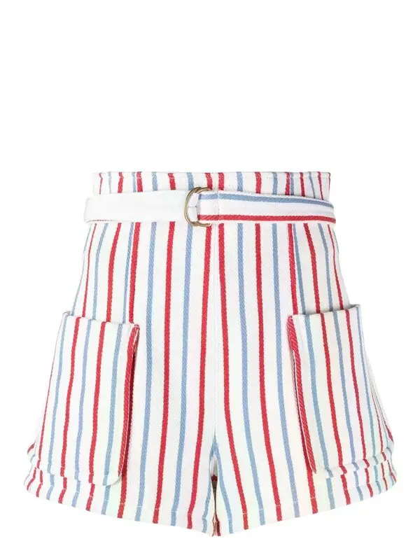 Philosophy Di Lorenzo Serafini Striped High-waisted Shorts - Neutrals