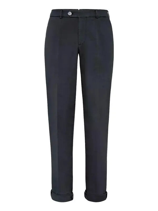 Brunello Cucinelli Straight-leg Cotton-blend Trousers - Blue