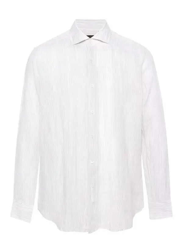 DELL'OGLIO Striped Linen Shirt - Neutrals