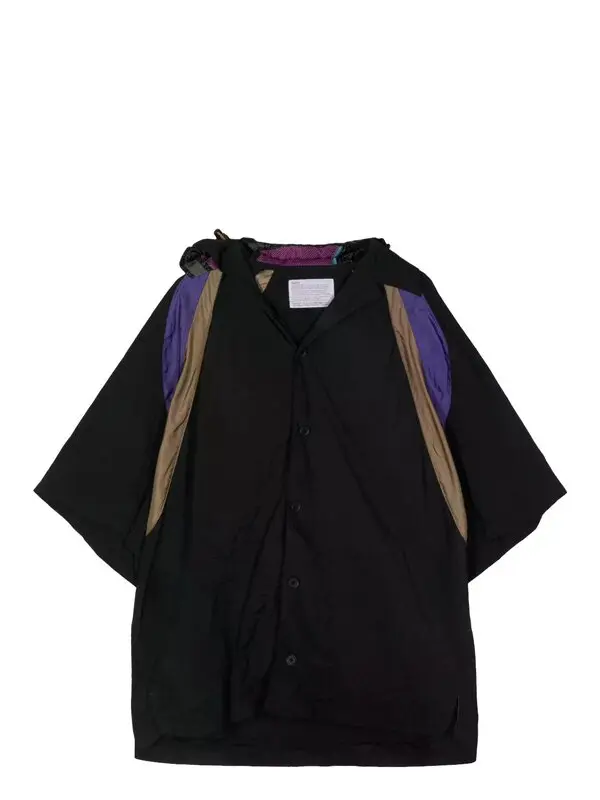 Kolor Hooded Colour-block Shirt - Black