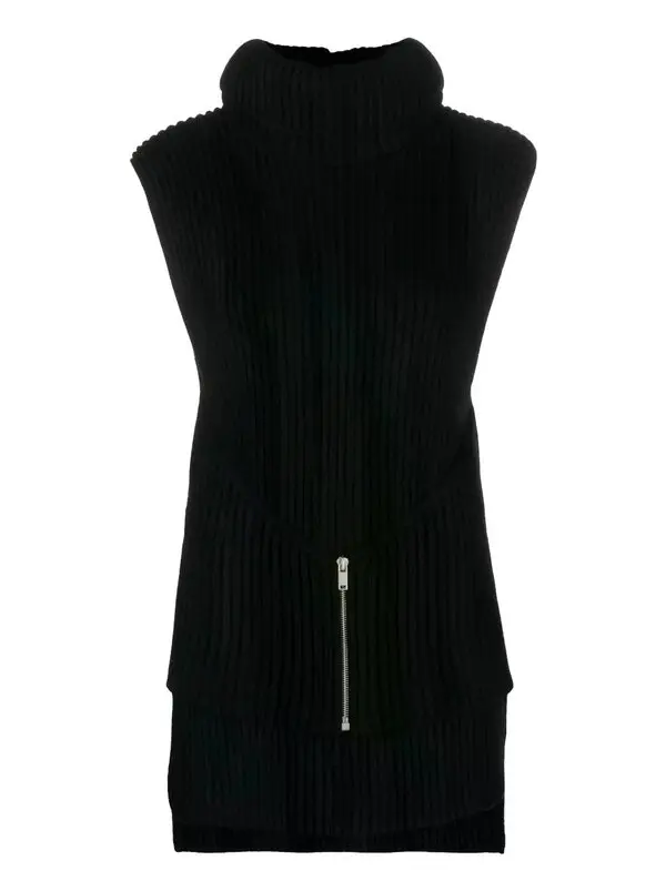JIL SANDER Roll-neck Knitted Wool Top - Black