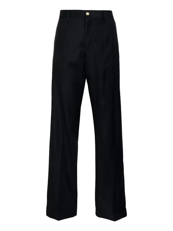 Miu Miu Cuffed Virgin Wool Tailored Trousers - Blue