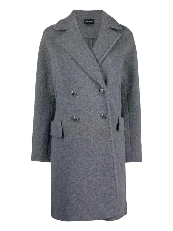 Emporio Armani Double-breasted Virgin Wool Coat - Grey