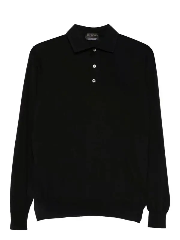 DELL'OGLIO Fine-knit Polo Shirt - Black