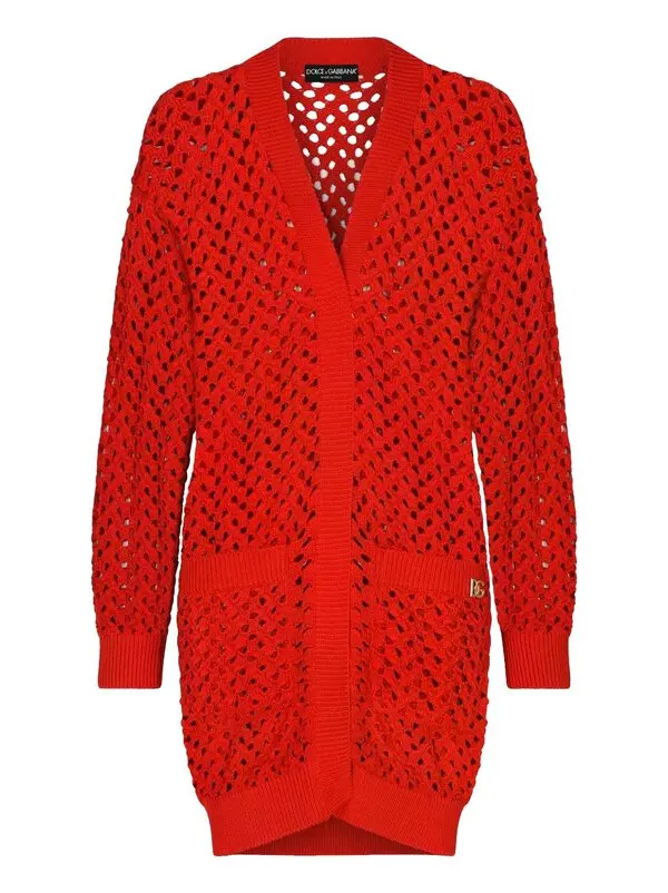 Dolce & Gabbana Open-knit Cotton Cardigan - Red