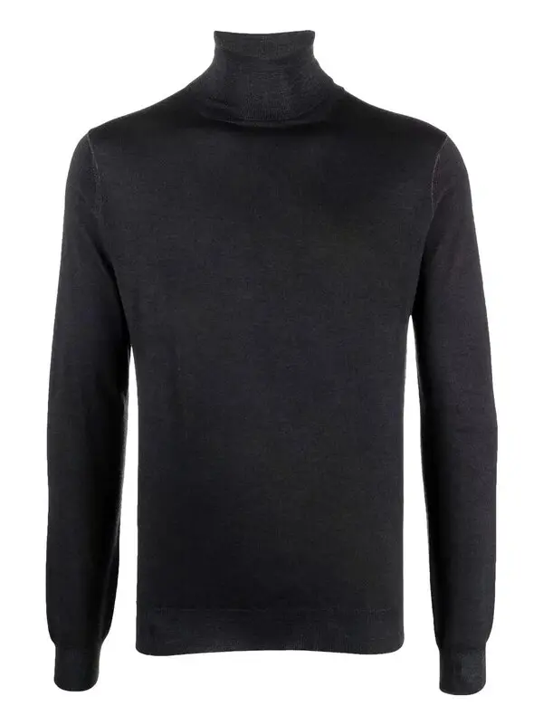 DELL'OGLIO Roll Neck Merino Wool Jumper - Grey