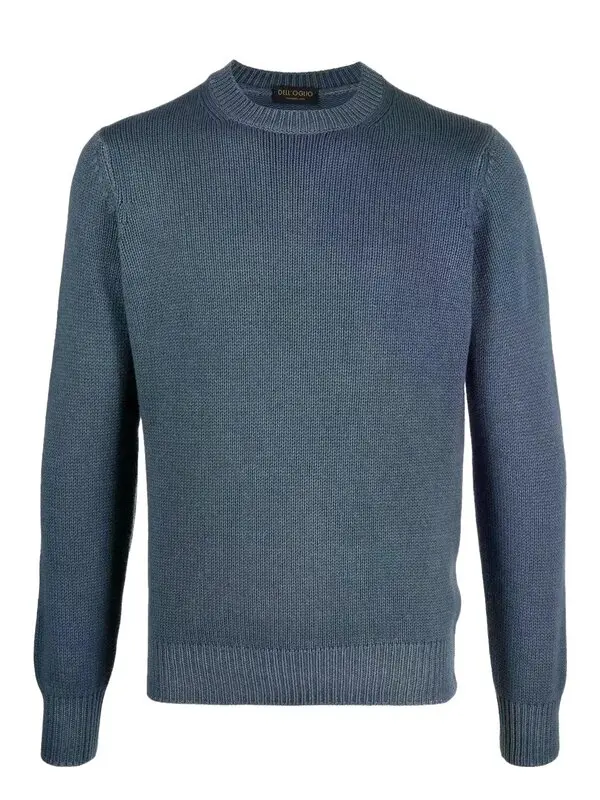 DELL'OGLIO Crew-neck Ribbed Jumper - Blue