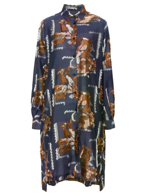 Henrik Vibskov Tape Bird-pattern Midi Dress - Blue
