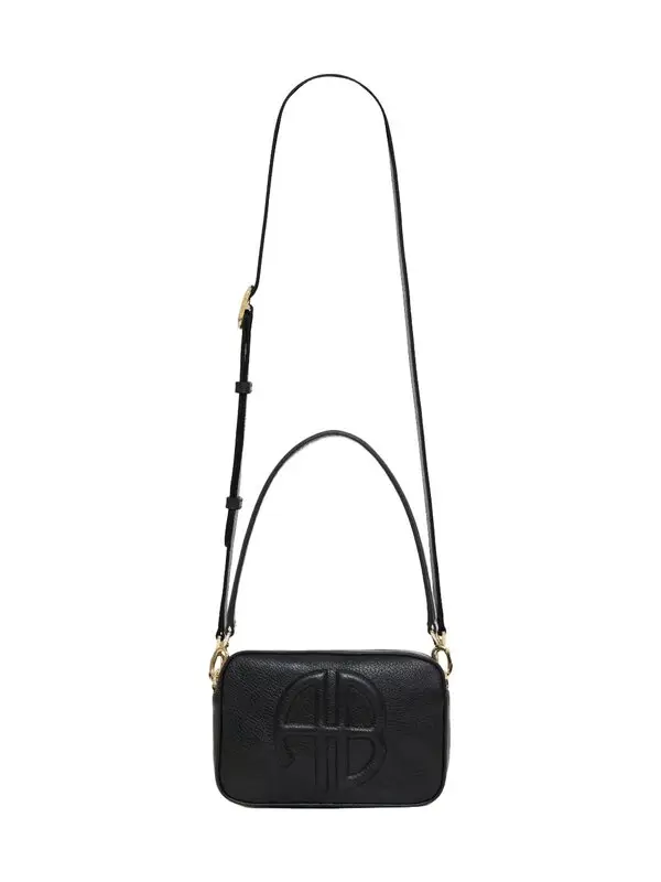 ANINE BING Lili Embossed Leather Shoulder Bag - Black