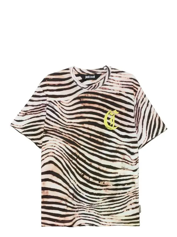 Just Cavalli Jungle-print Monogram T-shirt - Neutrals