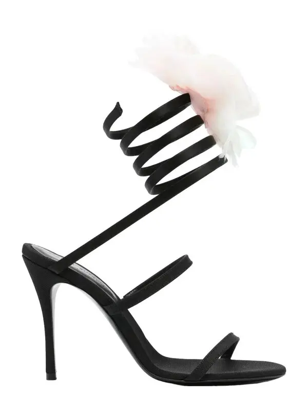 Magda Butrym Floral-appliqué Stiletto Sandals - Black