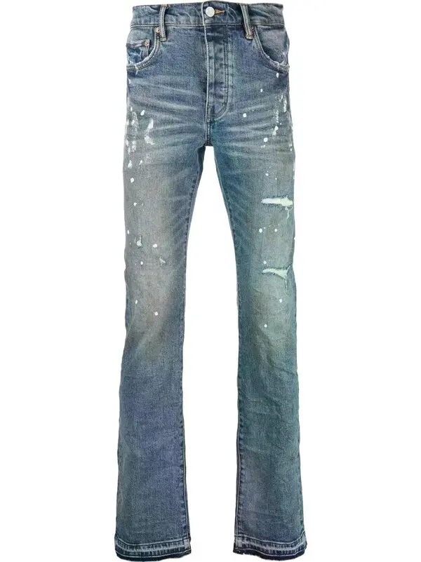PURPLE BRAND Paint-splatter Print Slim Jeans - Blue