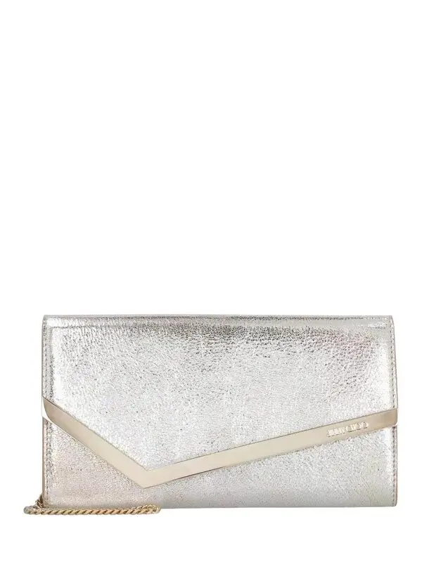 JIMMY CHOO Emmie Leather Clutch - Silver