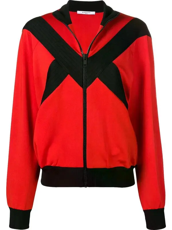 Givenchy Contrast Panel Zipped Jacket - Red