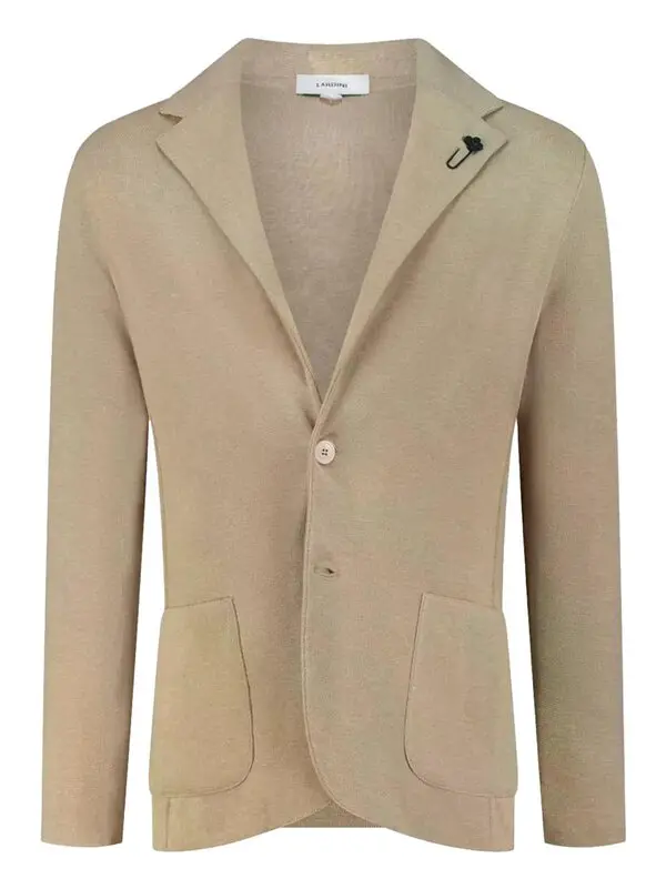 LARDINI Single-breasted Blazer With Brooch - Neutrals