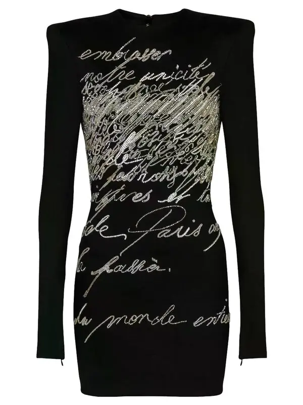 Balmain Embellished Mini Dress - Black