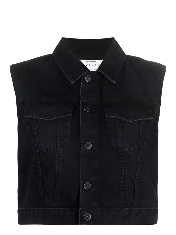 SLVRLAKE Caroline Spread-collar Denim Vest - Black