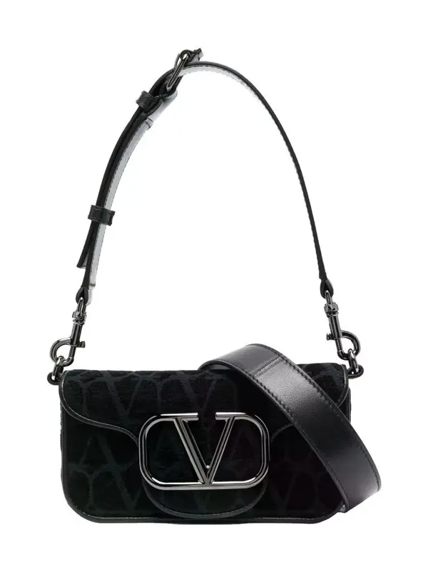 Valentino Garavani Vlogo Signature Canvas Shoulder Bag - Black