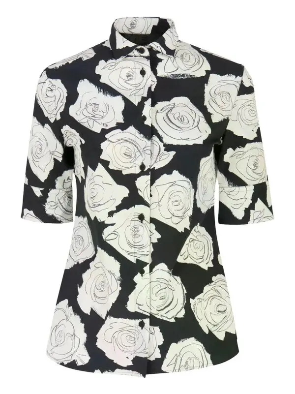 Marni Floral-print Button-up Shirt - Black