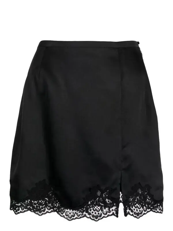 FLEUR DU MAL Lace-hem Slip Skirt - Black