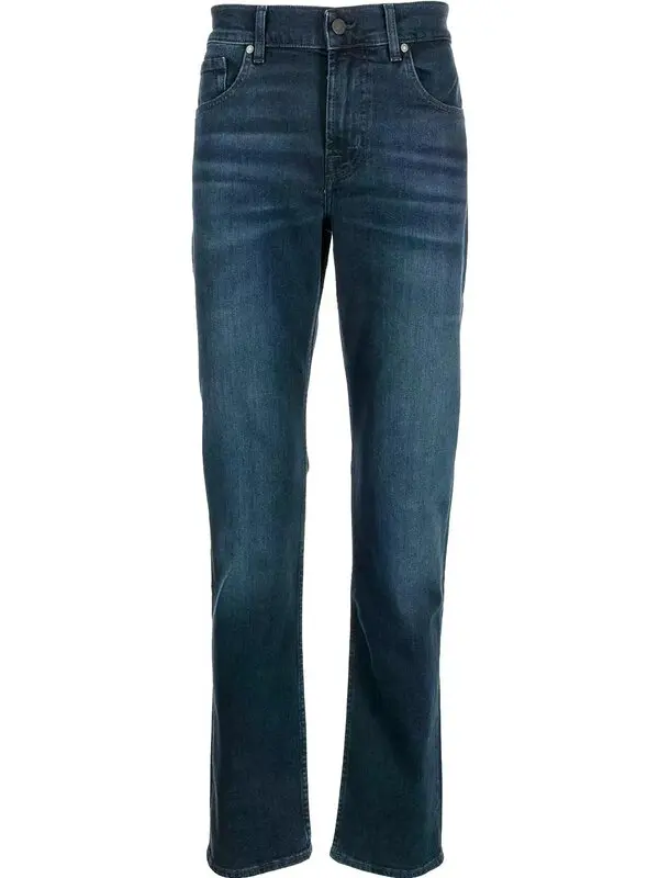 7 For All Mankind Straight-leg Cotton Jeans - Blue