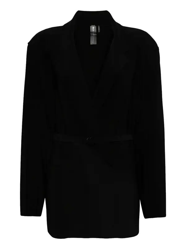 Norma Kamali Belted Double-breasted Blazer - Black