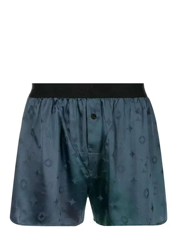FLEUR DU MAL Silk Boxer Shorts - Blue