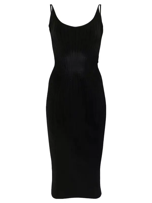 MUGLER Knitted Midi Dress - Black