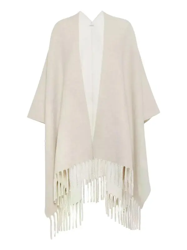 Brunello Cucinelli Fringed-edge Double Knit Poncho - Neutrals